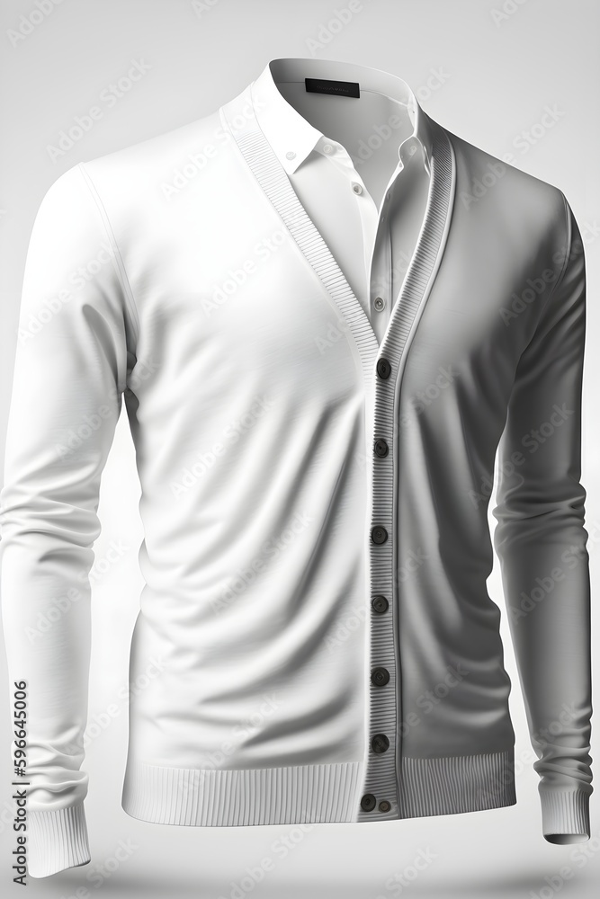 professional mockup of white blank cardigan Front view Maximum quality ...