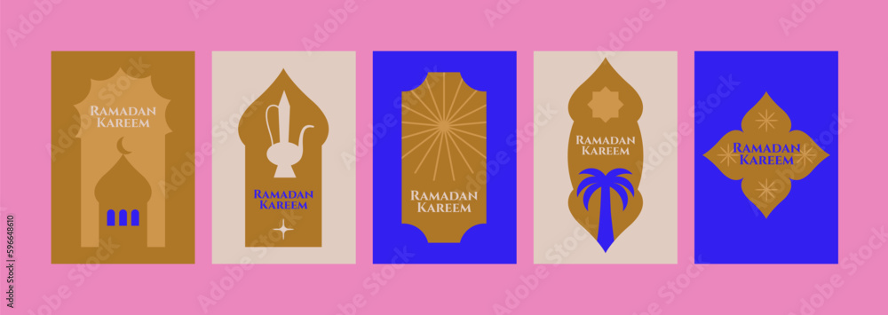 Vetor de Vector collection set card for Ramadan Kareem holiday with ...