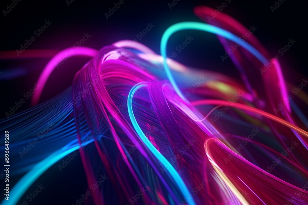 Colorful neon light spectrum with a pink, blue, and violet glowing line ...