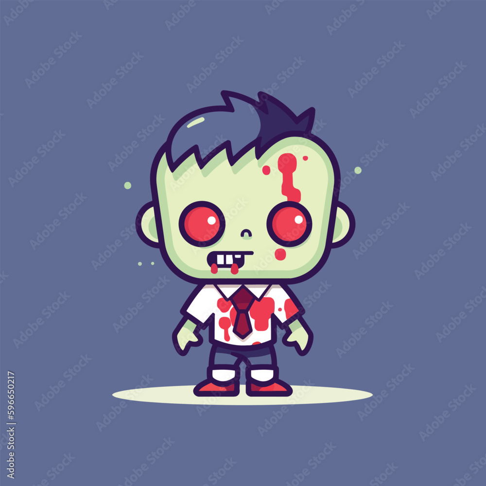 Cute kawaii zombie chibi mascot vector cartoon style Stock Vector ...