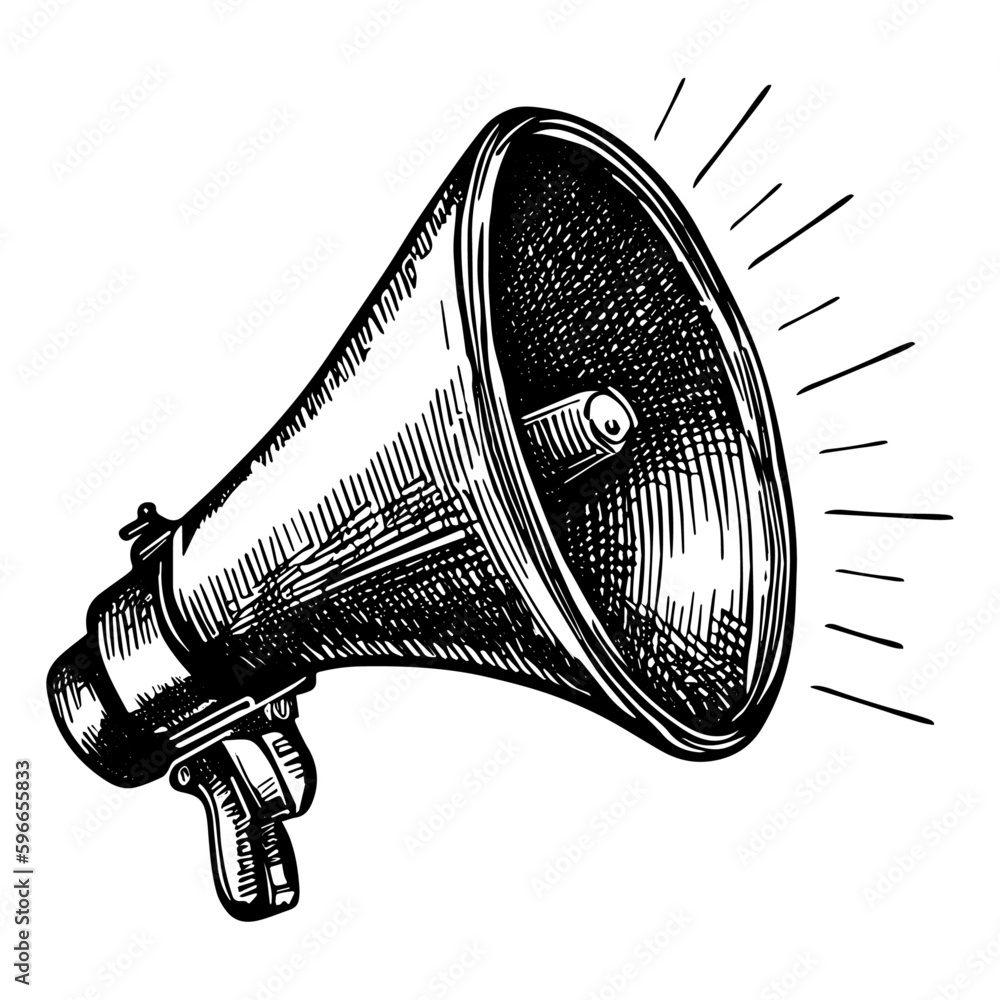 loudspeaker sketch, vector megaphone, bullhorn Stock Vector | Adobe Stock