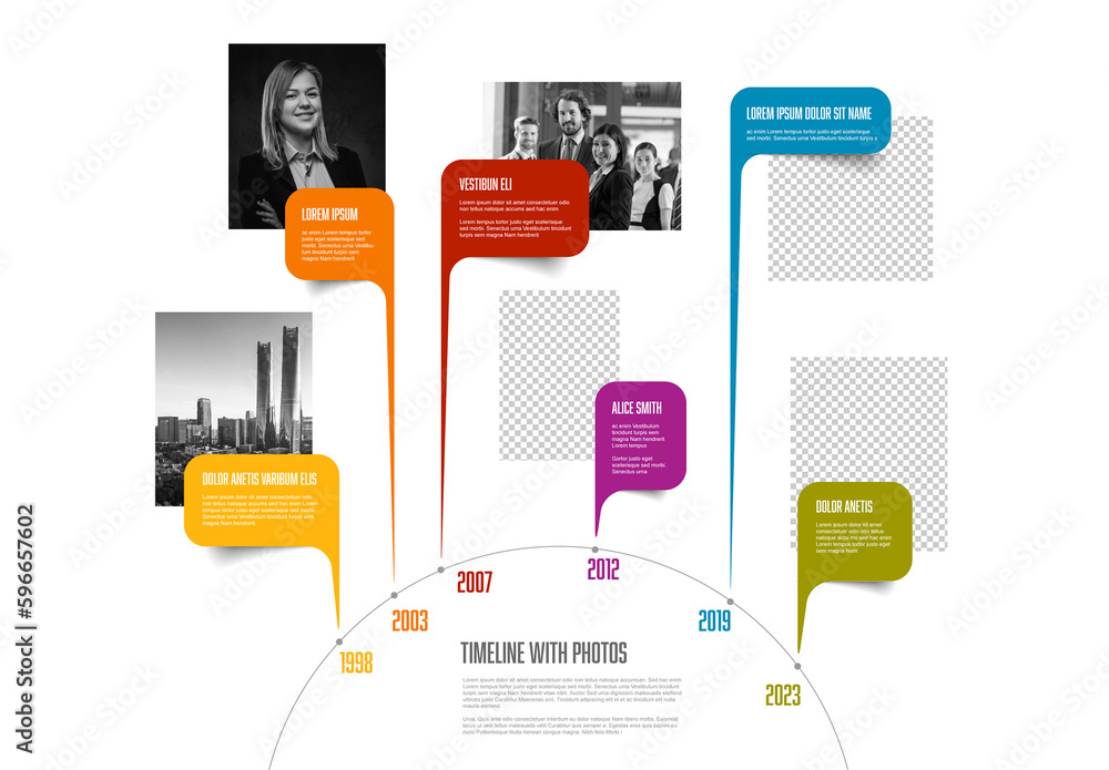 Simple color minimalistic circle photo timeline template Stock Template ...