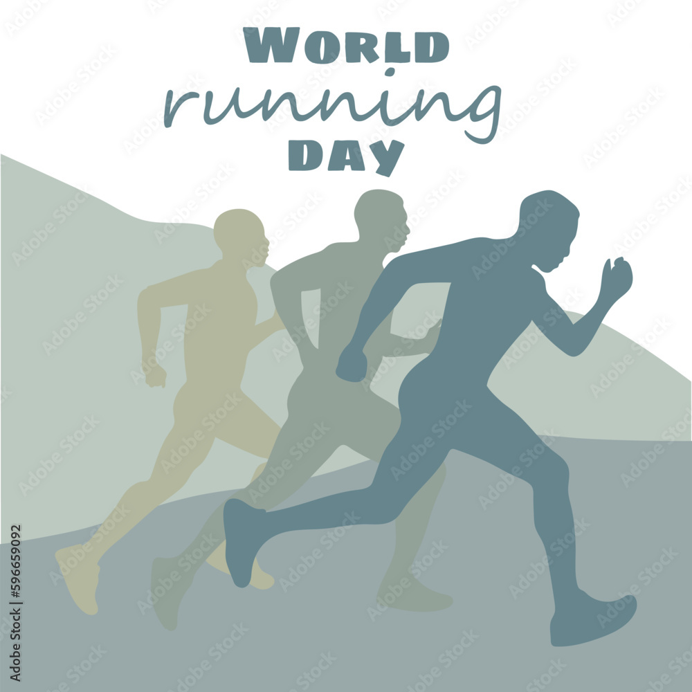Vetor de World Running Day. Vector poster design. The concept of a ...