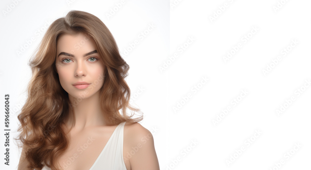 gorgeous female model looking at camera on white background. copyspace ...