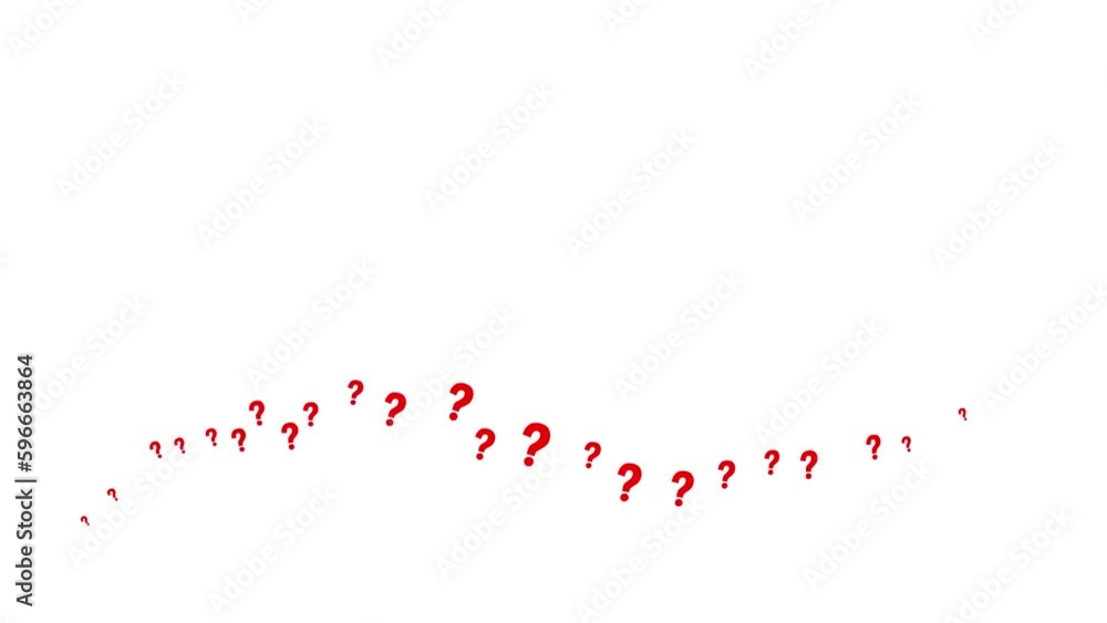 Animated red question mark fly from left to right. A wave of flying ...
