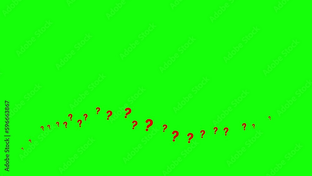 Animated red question mark fly from left to right. A wave of flying ...
