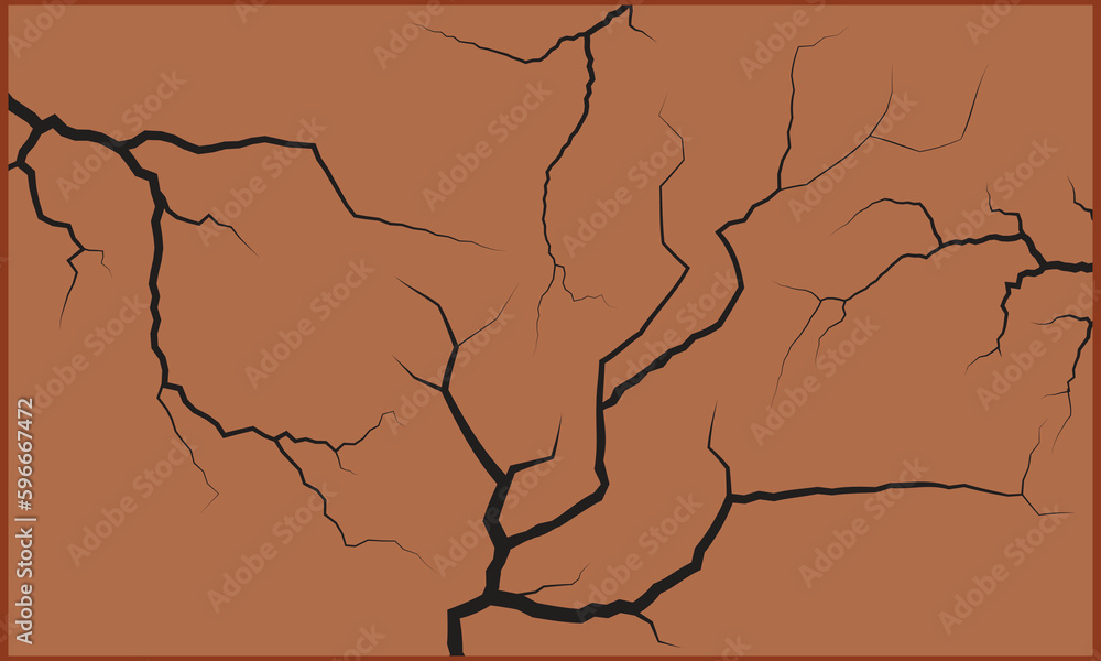 Cracked surface and crevice land Ground cracks set. Earthquake and ...