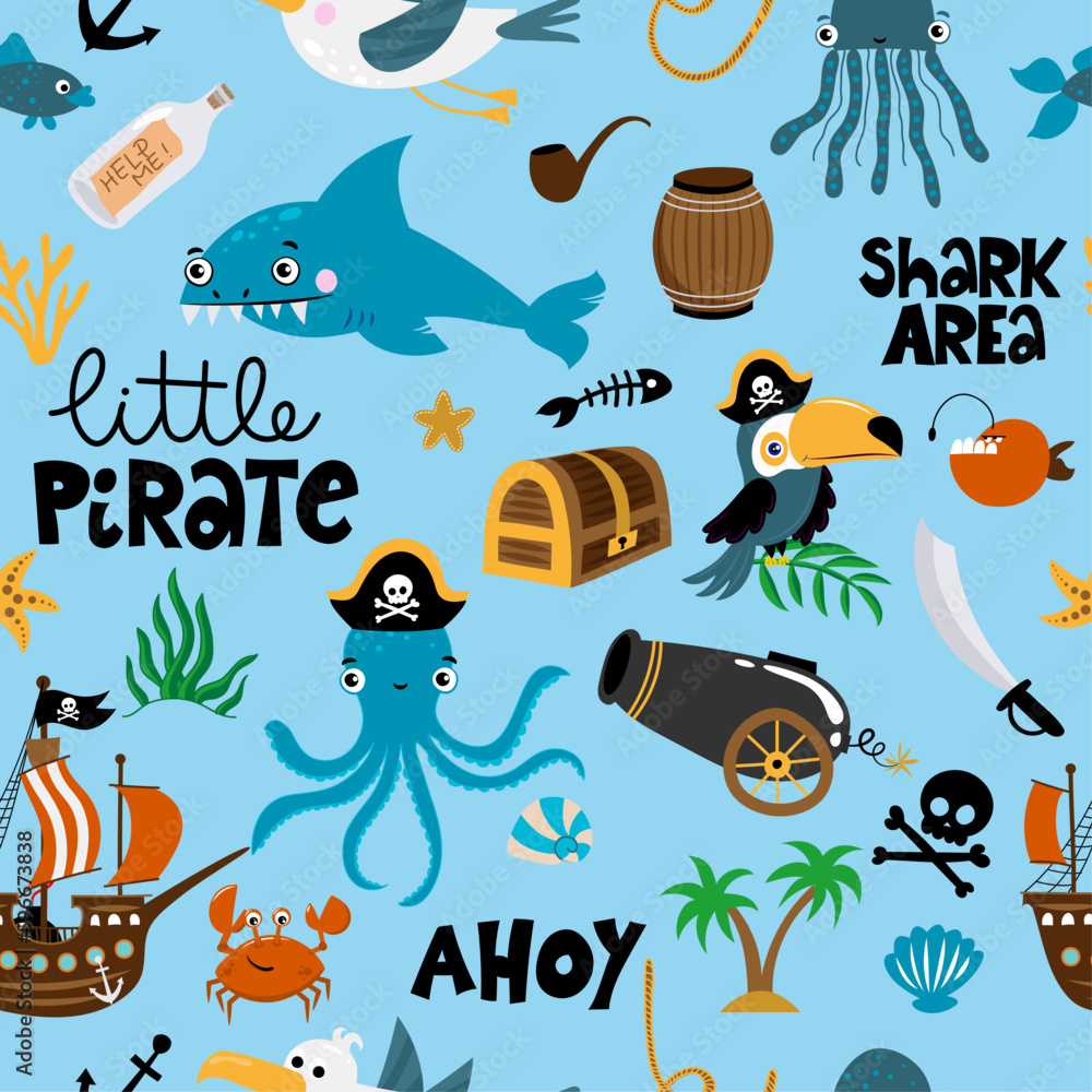 Vetor de Little Pirate pattern - Cute sea adventures collection ...