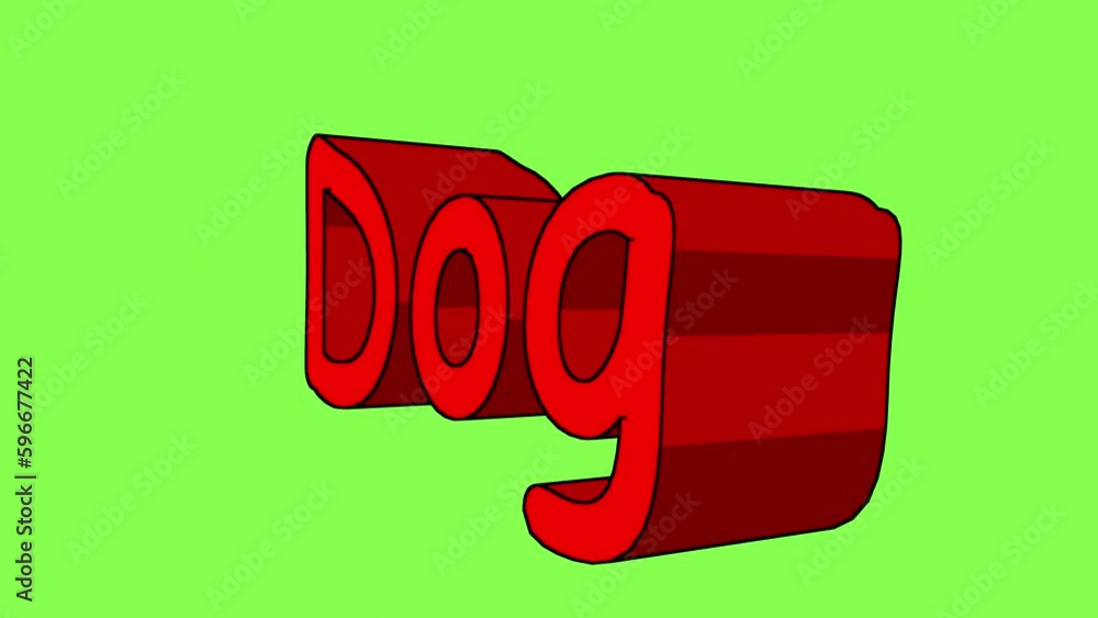 Dog. Text. 3d video animation. Background with green chroma key ...
