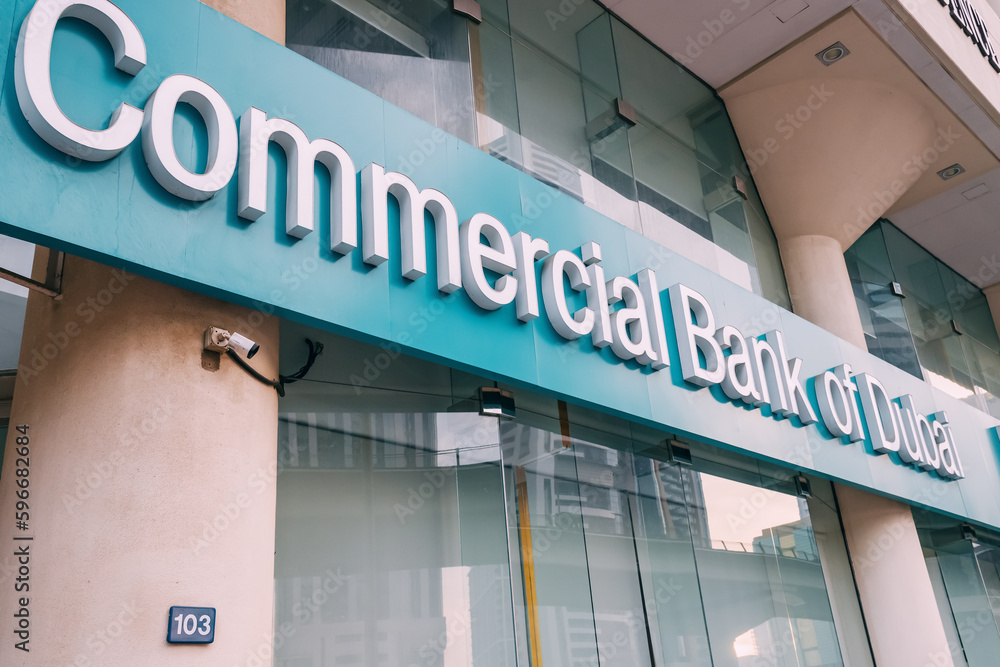 17 January 2023, Dubai, UAE: Commercial Bank of Dubai signage at the ...