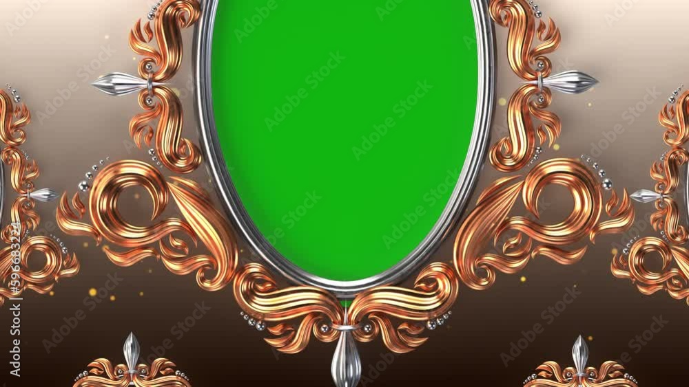 Gold brass photo frame with animated background and green screen inside ...