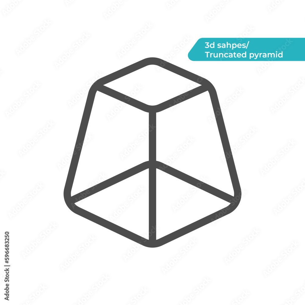Truncated Pyramid 3d Shape In Line Art Style Ui Interface Stock Vector Adobe Stock