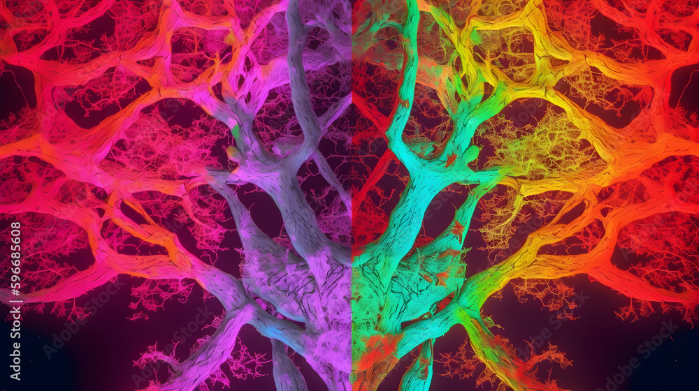 3 d Conceptual illustration of neuron cells with glowing link knots in ...