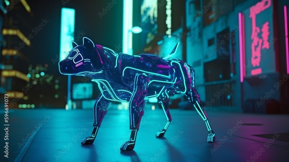 Dog Robot in Robot City Sharp images, neon lights, and the metropolis ...