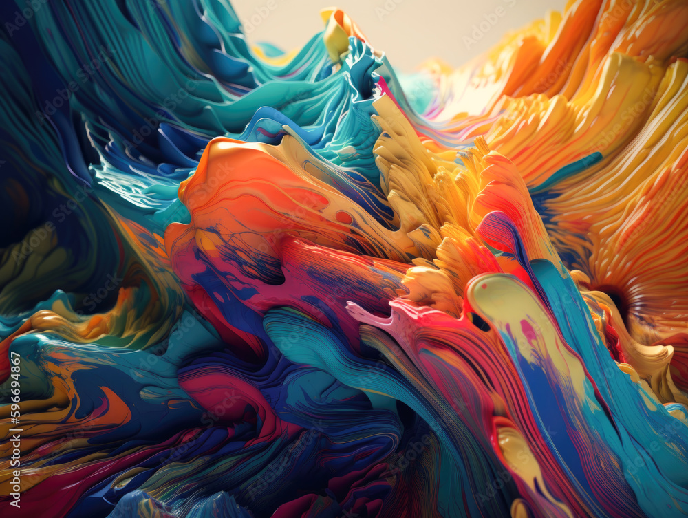 3d rendering Curve Dynamic Fluid Liquid Wallpaper. Light Pastel Cold ...