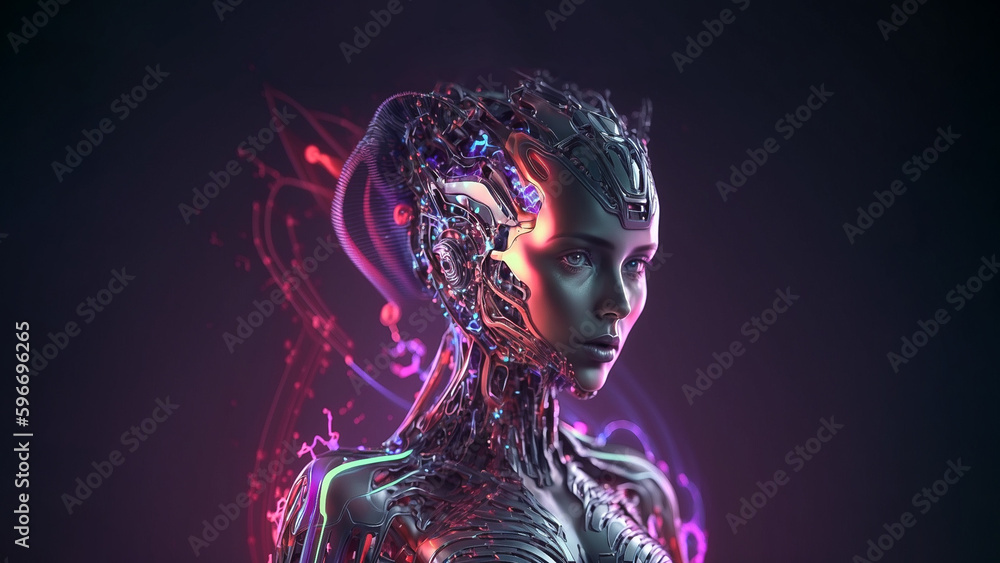 beautiful female humanoid head as artificial intelligence (ai) in ...