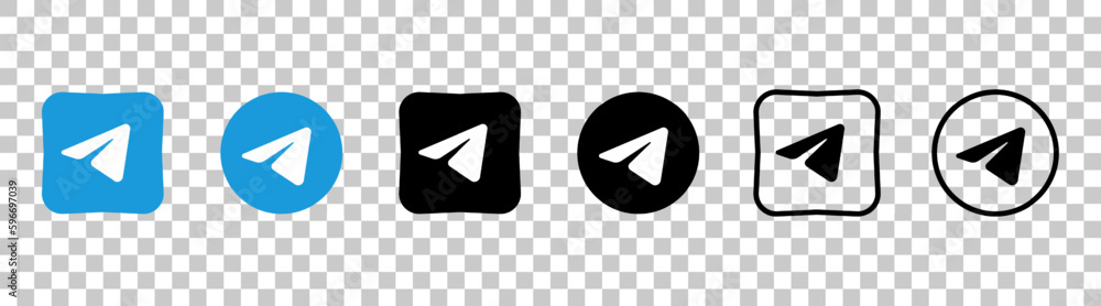 Collection of black telegram icons. Social media logo. Line art and ...