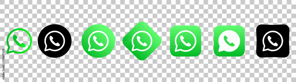 Collection of different WhatsApp web icons. Social media logo. Line art ...