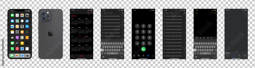 Iphone 14 interfaces. Apple mockup. Apple apps. Phone navigation page ...