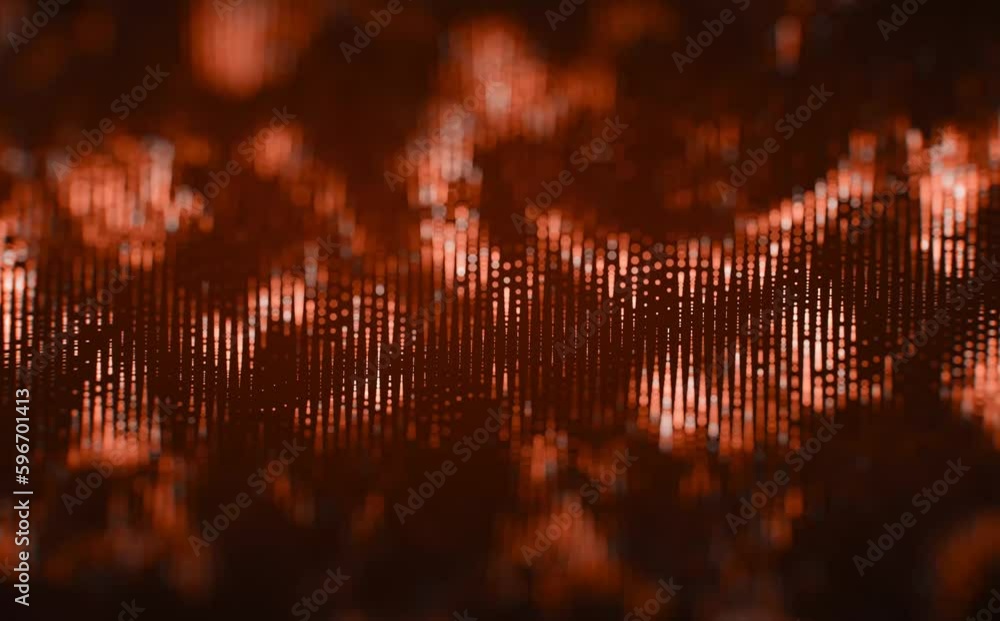 Abstract digital orange particle wave and lights background , Animation ...