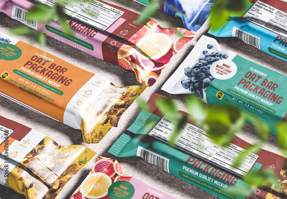 Protein Sport Bar Packaging Mockup Stock Template | Adobe Stock