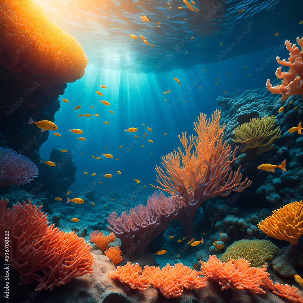 Underwater photography | coral reef in Great Barrier Reef. The reef is ...
