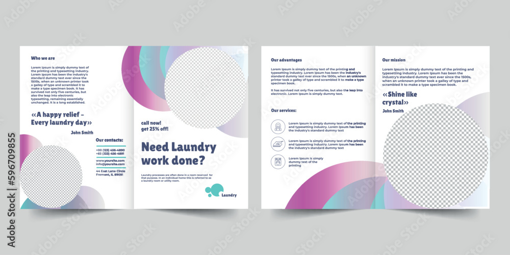 Laundry bifold brochure template. A clean, modern, and high-quality ...