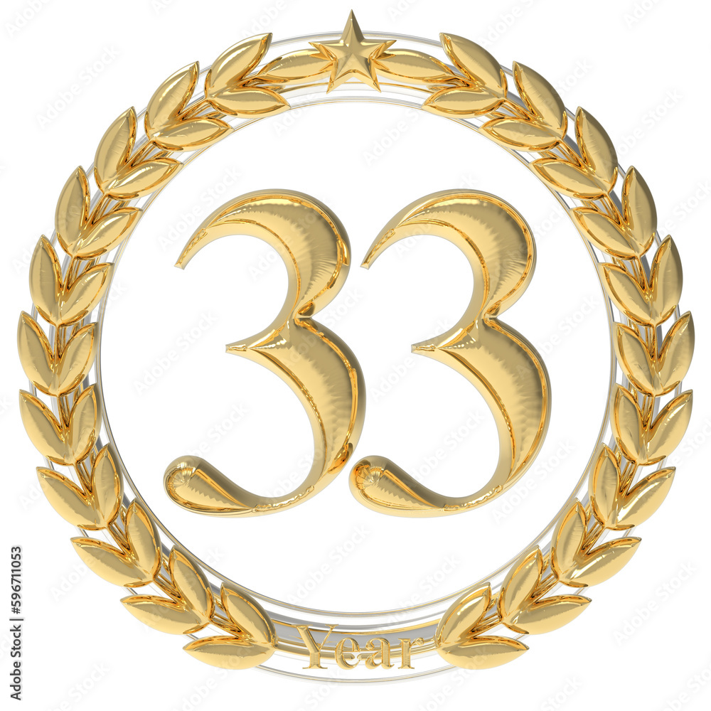 Happy Anniversary Number 33 Gold Render Stock Illustration | Adobe Stock