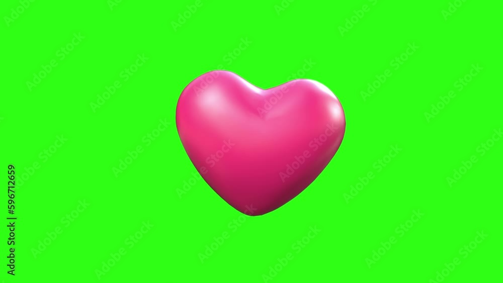 3d heart rotation animation on green screen background. 4k render video ...