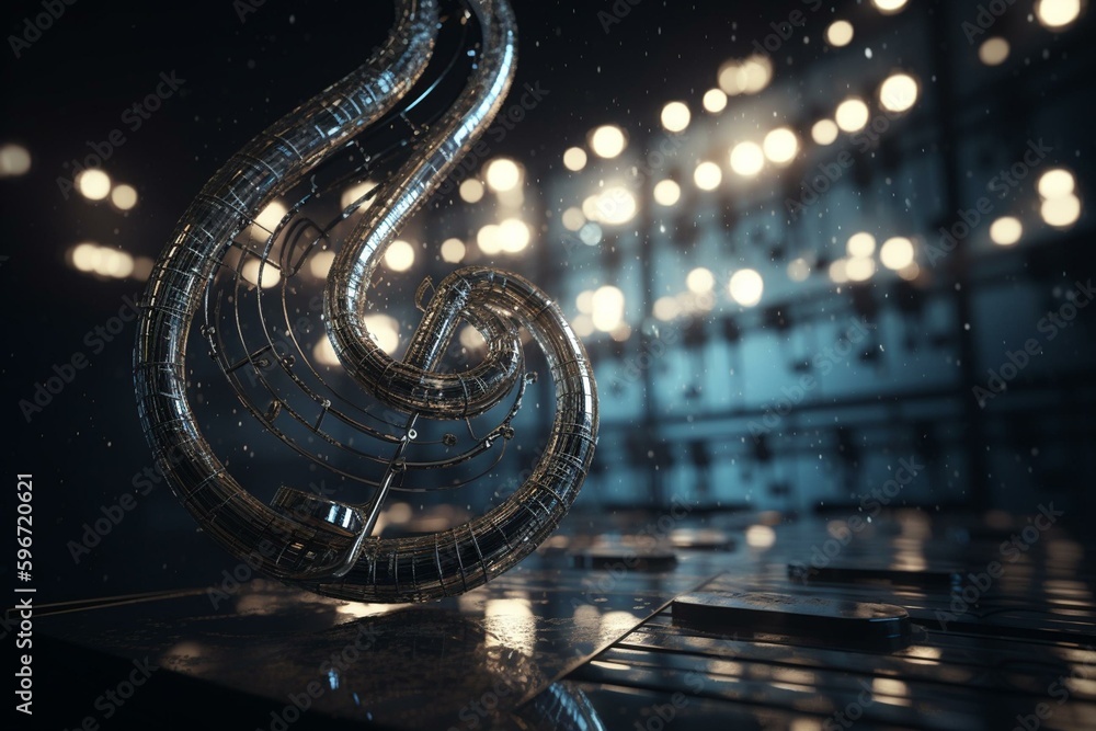 Modern and gleaming treble clef backdrop for upcoming concert ...