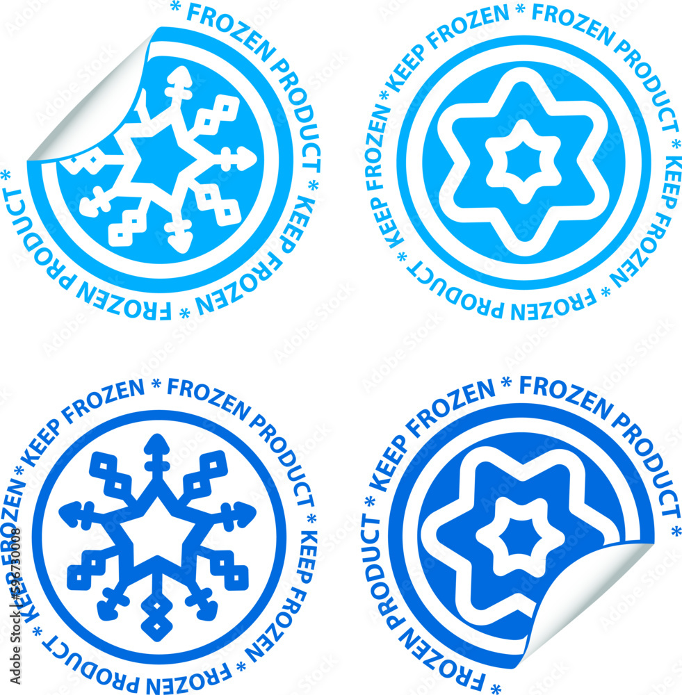 Keep frozen label icons. Frozen food signage. Vector illustration set ...