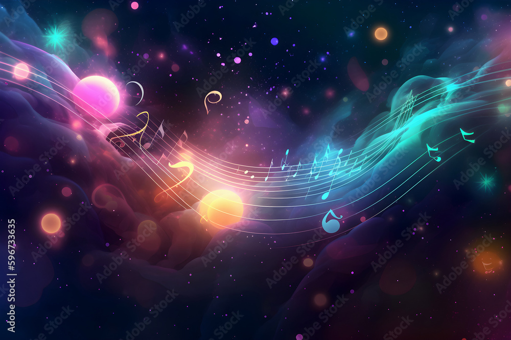 Magical cosmic musical background with notes. Music for meditations ...