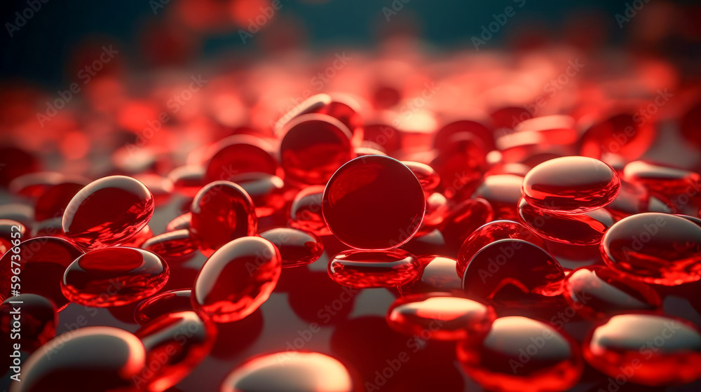 Red blood cells. Medical care concept. Microscopic Photography ...