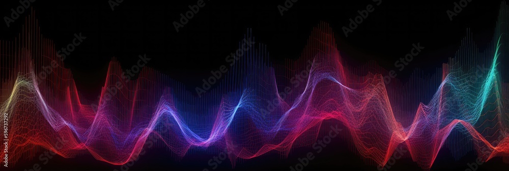 Red Blue Purple A Digital Representation Of Sound Waves In An Array Of ...