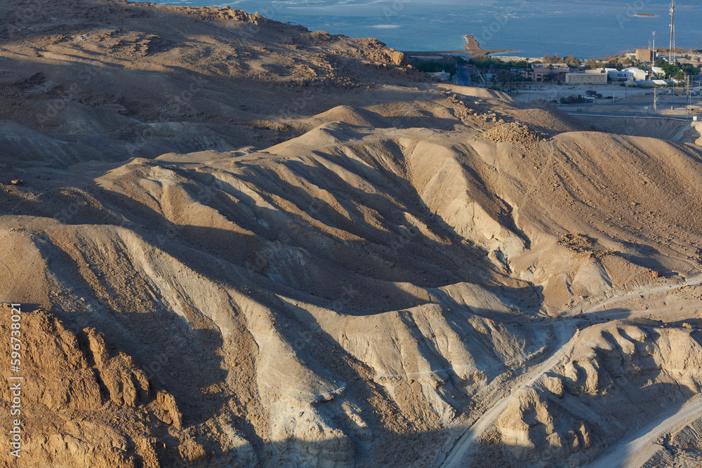 Mountains ,desert. Mountain landscape on Dead Sea background, salty ...