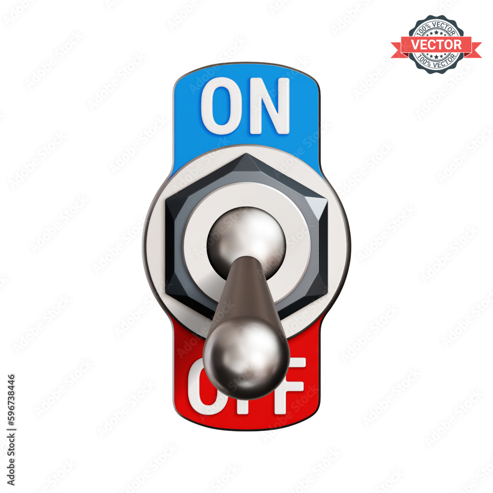 Toggle switch turned OFF. Realistic 3D vector illustration isolated on ...
