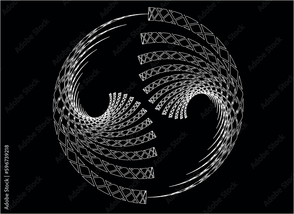 Abstract oval Lines Background with geometric circles . Vector rotating ...