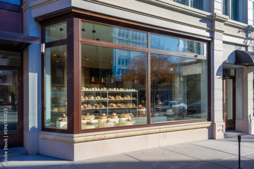 Modern Purple Pastry Shop Exterior Featuring Contemporary Design, Large ...