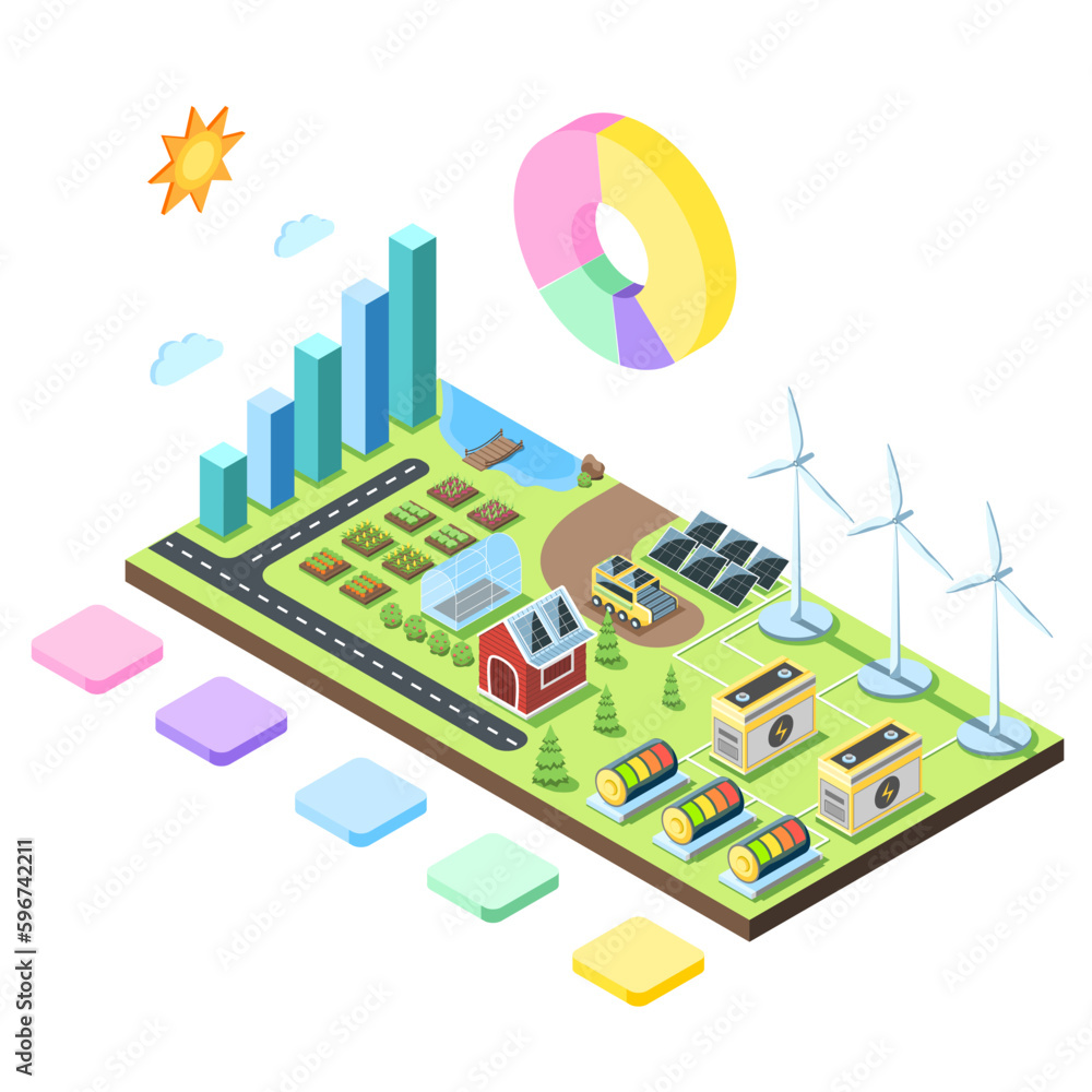 Modern agriculture technology, isometric illustration, Smart farming ...