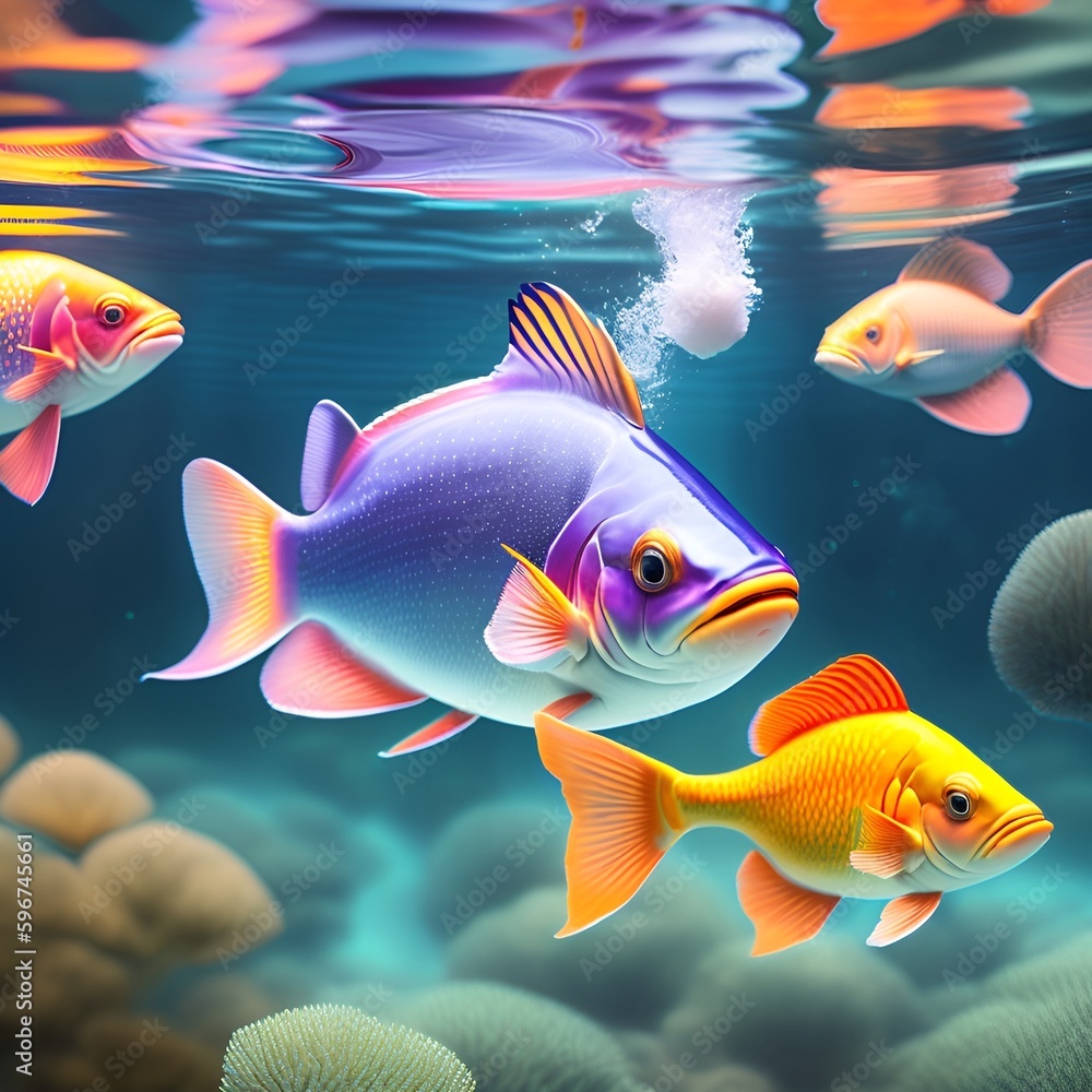 Underwater Oasis: Colorful Pool Fish Swimming in a Vivid Aquarium ...