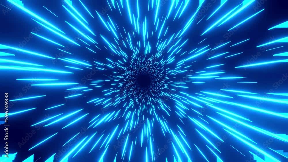 Blue hyperdrive light speed tunnel. abstract creative cosmic sci-fi 3D ...