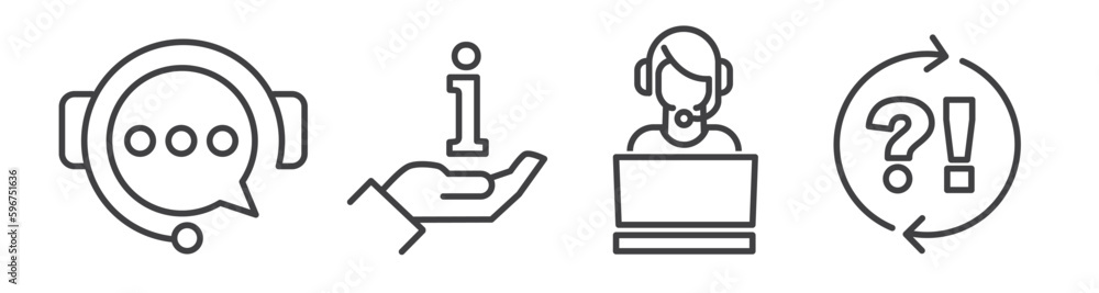 Customer Service, advice and support - thin line icon collection on ...
