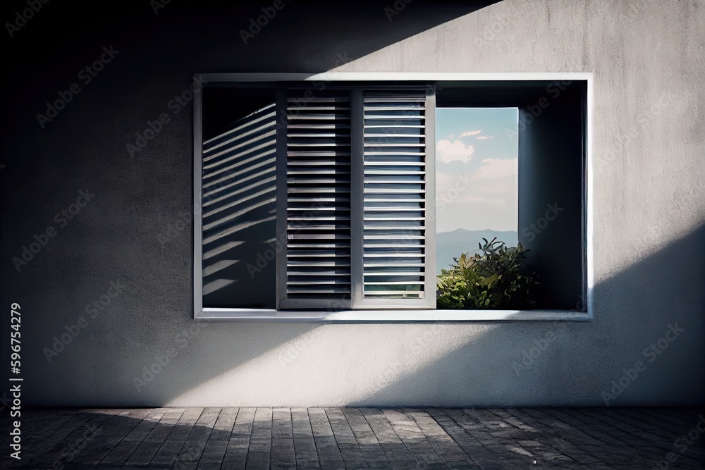 window with louver opening for natural light and air, created with ...