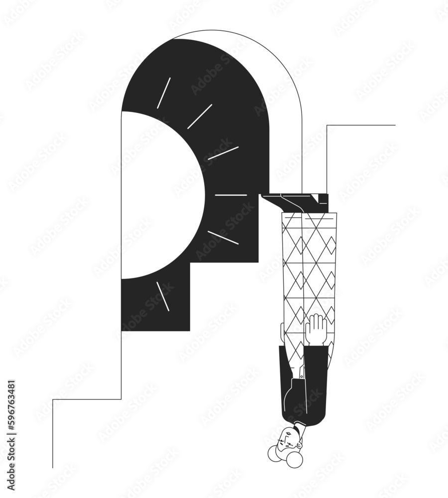 Feeling trapped with no way out bw concept vector spot illustration ...