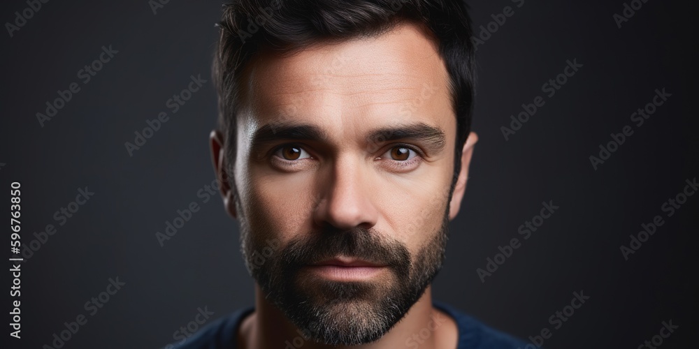 Hispanic young attractive man close up face shot over studio background ...