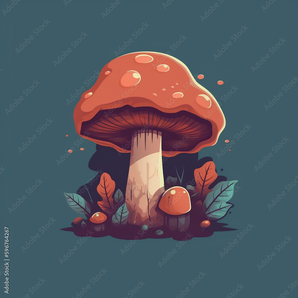 cartoon red mushroom on color background Stock Illustration | Adobe Stock