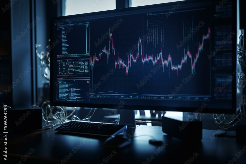 High-resolution background with chart for trading in blue color ...