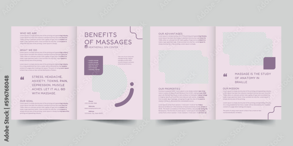 Massage bifold brochure template. A clean, modern, and high-quality ...