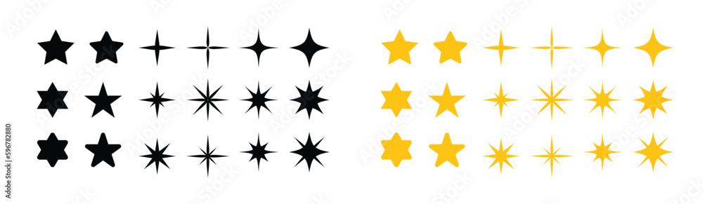 Star icon set. Stars collection in flat style. Black set of Stars for ...