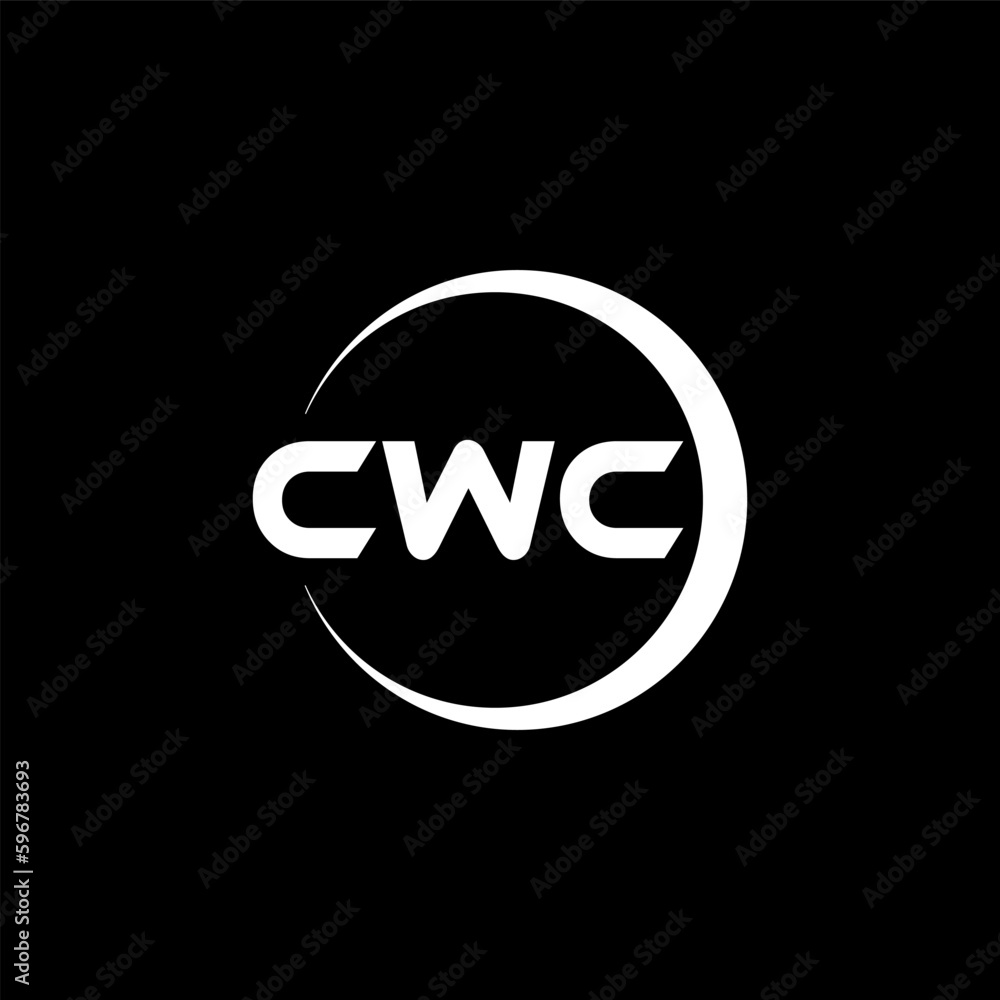 CWC letter logo design with black background in illustrator, cube logo ...